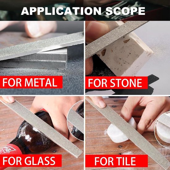 3-delige Diamond File Set 20 cm - Plat-Half-Rond-Rond - Voor ...