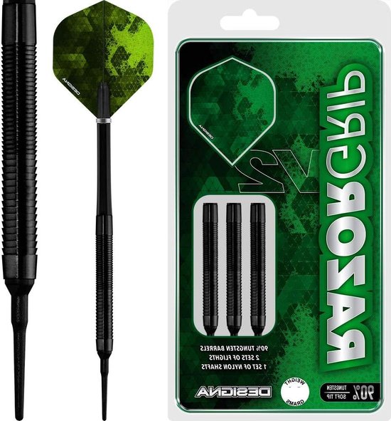 Razor Grip V2 Soft Tip Tungsten Darts - Zwart Titanium Design - Koop nu ...