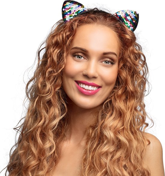 Boland - Diadeem Sequins cat regenboog Multi - - Volwassenen - Vrouwen ...