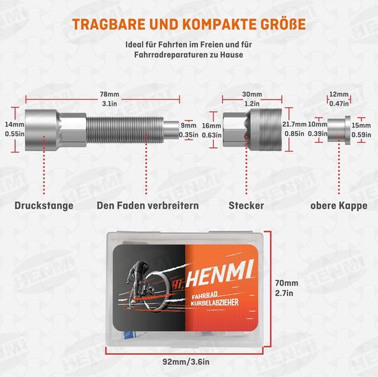 Universele trapastrekker voor fiets - cranktrekkerset met smeerolie en ...