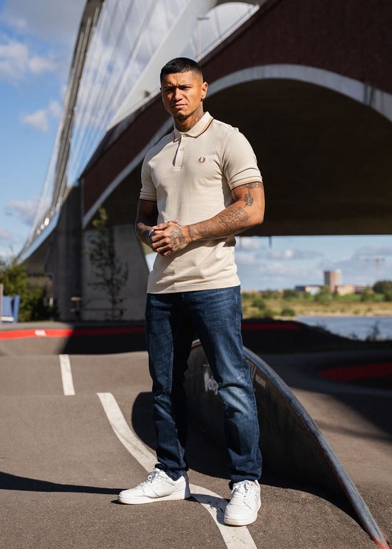 Fred Perry Twin tipped fred perry shirt - oatmeal honeycomb whisky ...