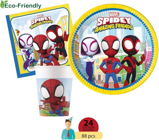 Party Tableware Set - Spider-Man Spidey and His Amazing Friends - 24 ...