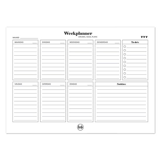 Liefz | Weekplanner A4 | Zonder datum | bol
