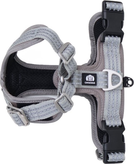 Cavlicious® hondentuig - harnas hond - Y-tuig - grijs reflecterend - anti trek - S | bol
