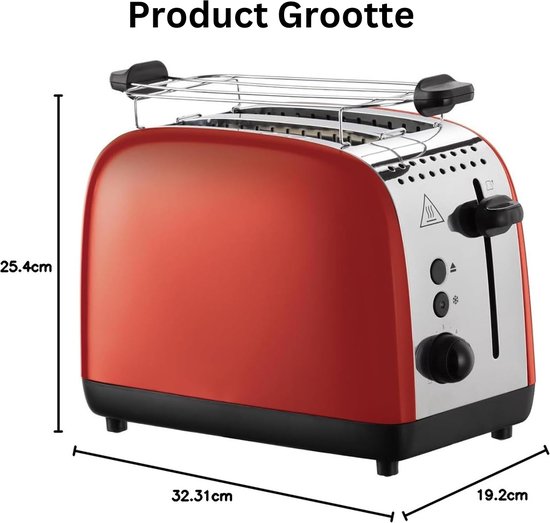 Broodrooster met Tostiklemmen - Toaster - Broodroosters - Rood | bol