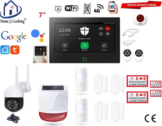 Draadloos/bedraad alarmsysteem met 7-inch touchscreen werkt met wifi en ...