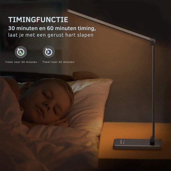 Bureaulamp led dimbaar daglicht - USB oplaadbaar - 5-10 kleurenfuncties ...