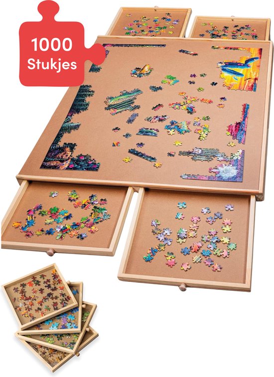 Diydash Puzzelbord met Opbergsysteem - 4 lades - 1000 stukjes - Houten ...