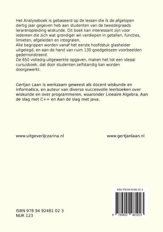 Analyseboek, Gertjan Laan | 9789492481023 | Boeken | bol