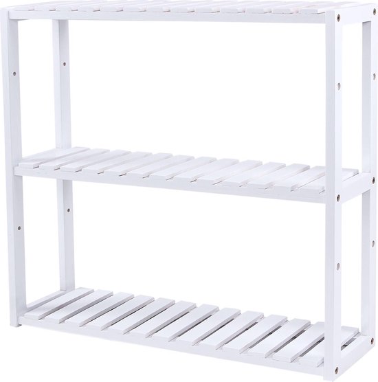 Bamboe opbergrek - 3-laags - Ondiep - Wit | bol