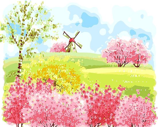 Schilderen op nummer roze wereld 40x50cm | bol.com