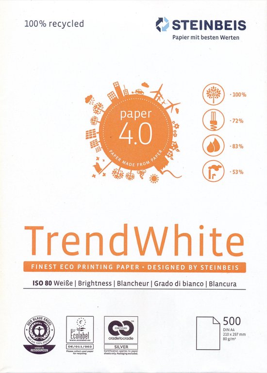 Steinbeis Paper 4.0 - 100% recycled - A4, 500 vel | bol
