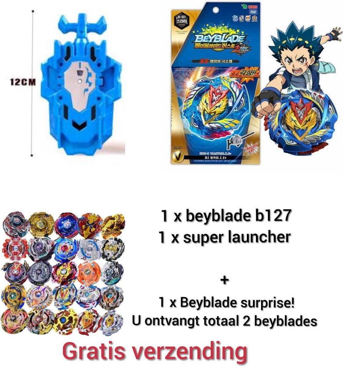 Beyblade SUPER PAKKET Evolution Choz-Z Valkyrie.Z met turbo launcher en ...