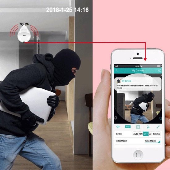 LED lamp met panoramische camera - Spy bewakingscamera | bol