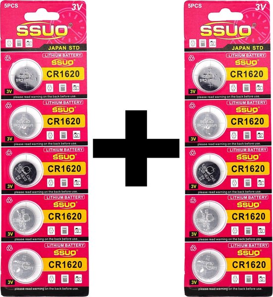 10 Stuks 3V Knoopcel Batterij - Lithium Cell CR1620 - 1+1 Gratis | bol.com