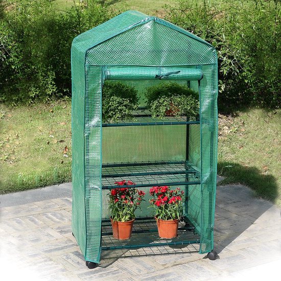 bol.com | relaxdays Kas met wielen - Tuinkas 3 etages - Broeikas ...