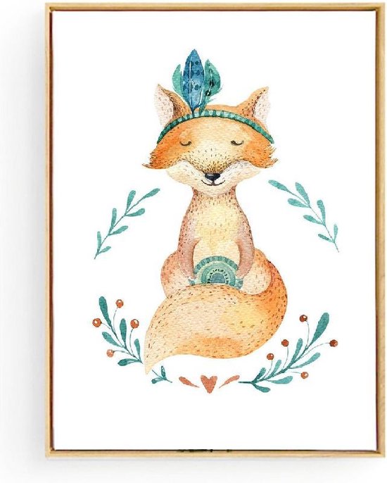 Postercity - Affiche en toile Design Renard avec serre-tête en ...