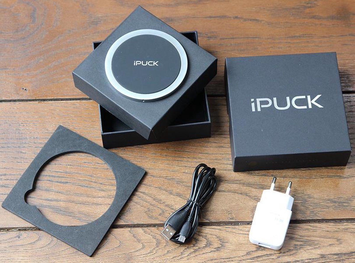 iPUCK draadloze telefoon oplader rond model zwart | bol.com
