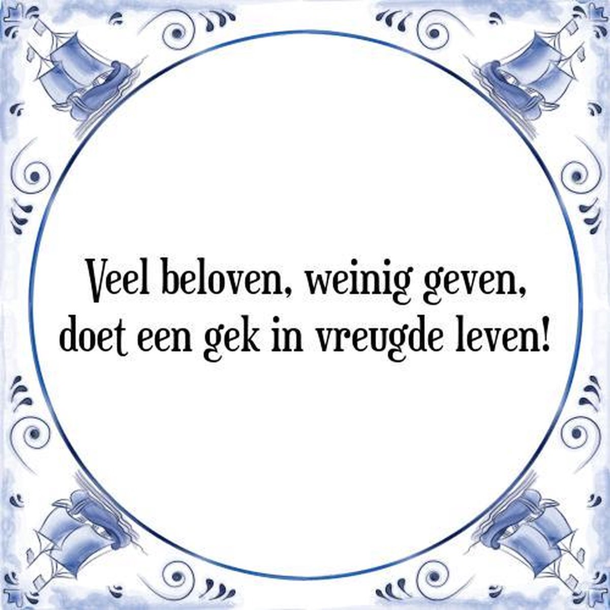 Tegeltje met Spreuk (Tegeltjeswijsheid): Veel beloven, weinig geven, doet een gek in... | bol