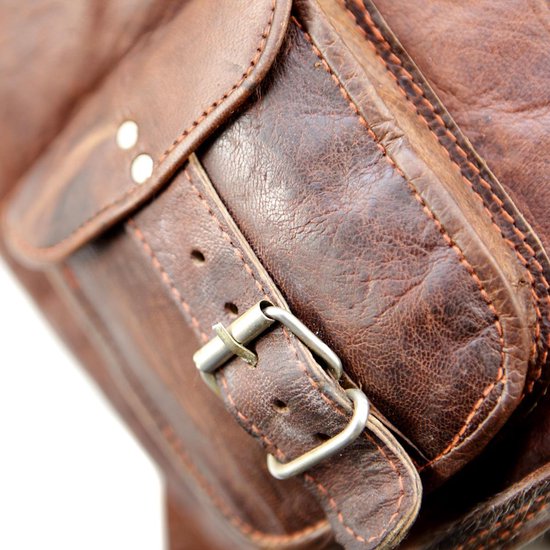 Rugzak Echte Leder - Vintage Stijl - Rugtas Echt Leer Bruin ...