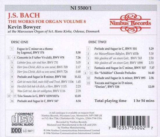 Bowyer - J.S. Bach: Complete Works For Organ - Vo (2 CD), Bowyer ...