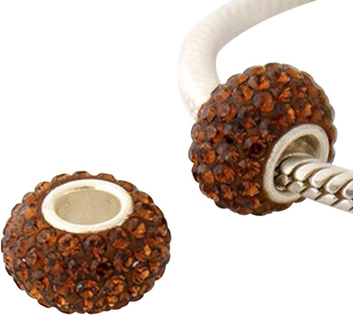 Zilveren bedel met swarovski steentjes | bol