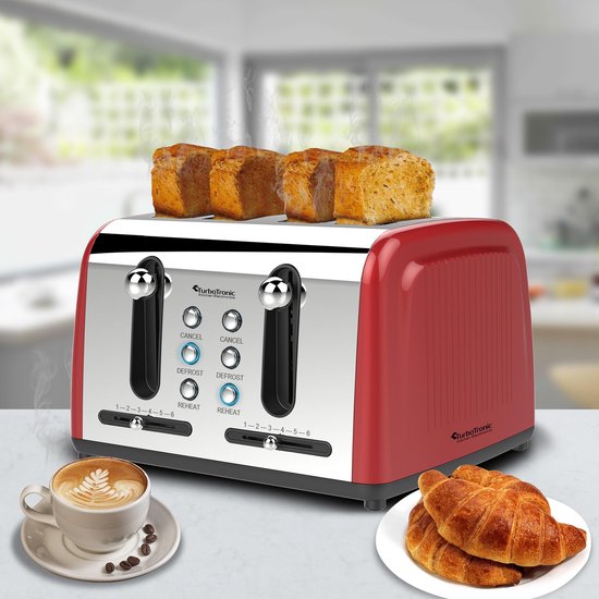 TurboTronic TT-BL7 Elektrisch Broodrooster Rood | bol.com