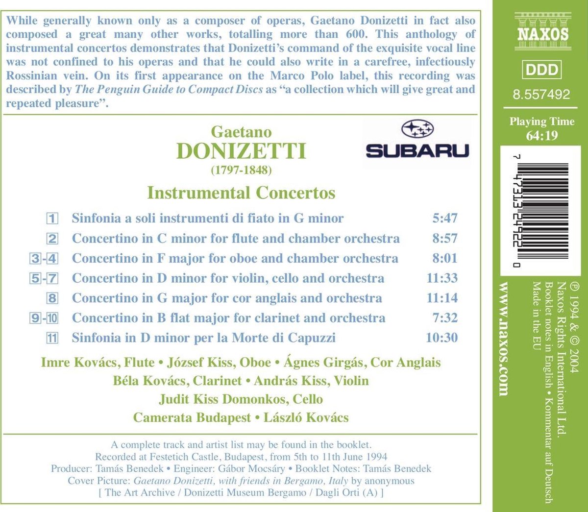 Camerata Budapest, László Kovács - Donizetti: Double Concertos (CD), Laszlo Kovacs |... | bol.com