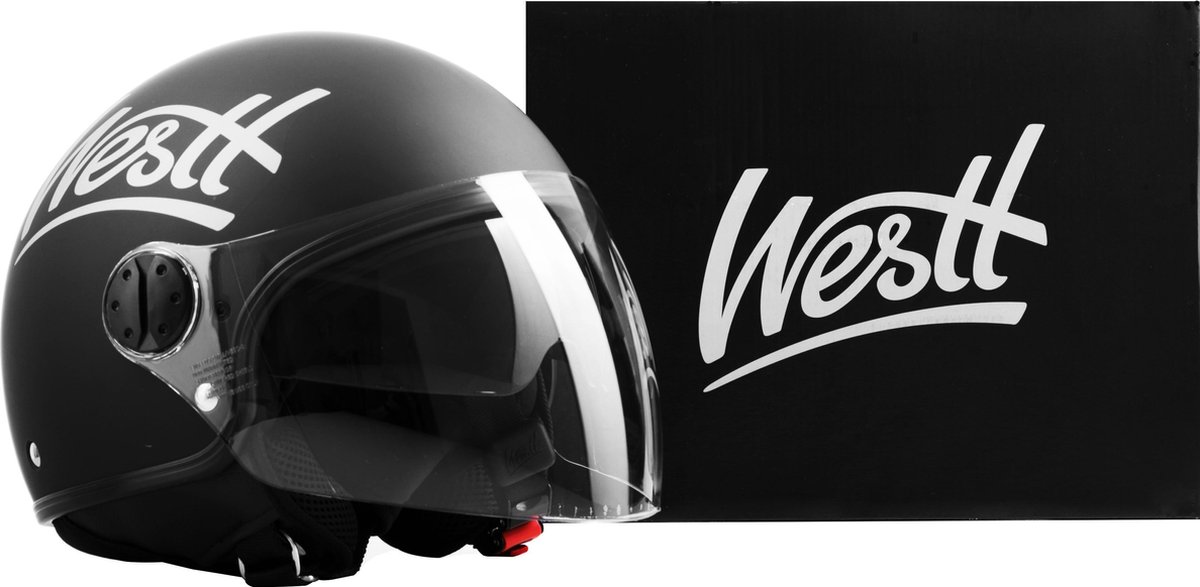 Westt Classic Sun · Open retro jethelm scooterhelm zwart · Motorhelm ...