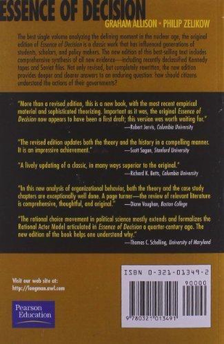 Essence of Decision Making, Graham T. Allison | 9780321013491 | Boeken ...