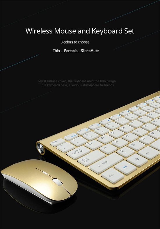 K108 2.4G Mini Wireless Keyboard and Mouse,toetsenbord met muis Zilver ...