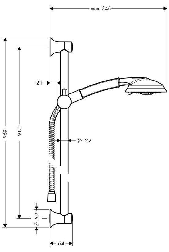Hansgrohe Raindance Classic 100 Air 3jet Unica´classic Set 90 Cm