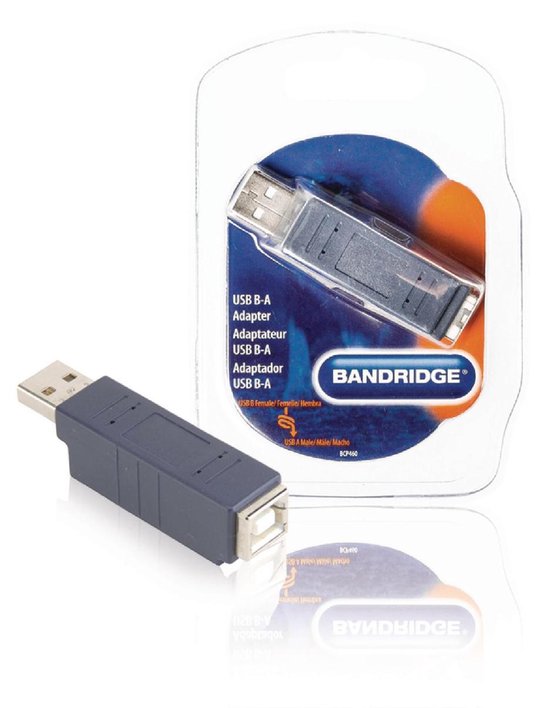 Bandridge - USB A-B Verloopstekker - Grijs | bol