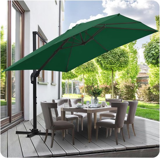 Draaibare zweefparasol 300 cm en 350 cm - Terrasparasol met kantelbare ...