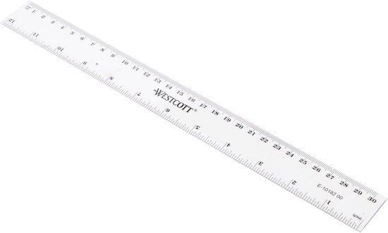 Kunststof liniaal 30 cm / 12 inch met schaalverdeling cm en inch ...