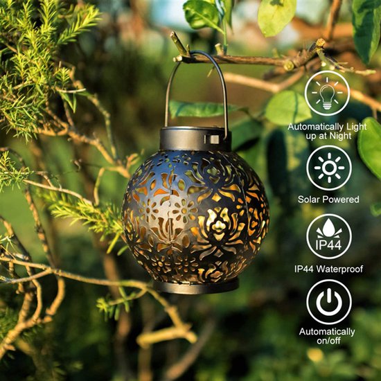 Solar Buitenlamp Lantaarn 2 stuks – Waterdichte LED Tuinverlichting op ...