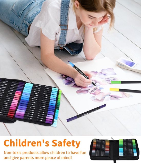 Set van 120 Brush Pennen - Dubbele Punt, Wateroplosbare Marker Stiften ...