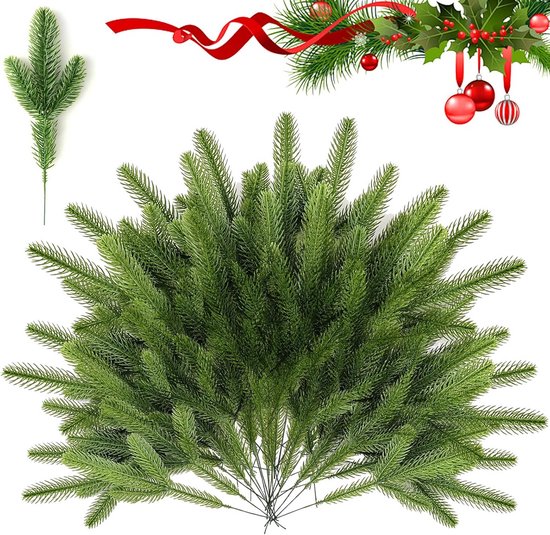 60x Kunstmatige Dennentakken Decoratie - Nep Dennennaalden en Bladeren ...