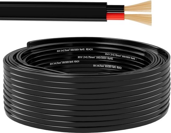 10 Meter Platte 2-aderige Kabel 12V/24V voor Aanhanger en ...