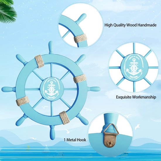 Houten Scheepsroer en Anker Set Wanddecoratie - 2 Delig Nautisch Thema ...