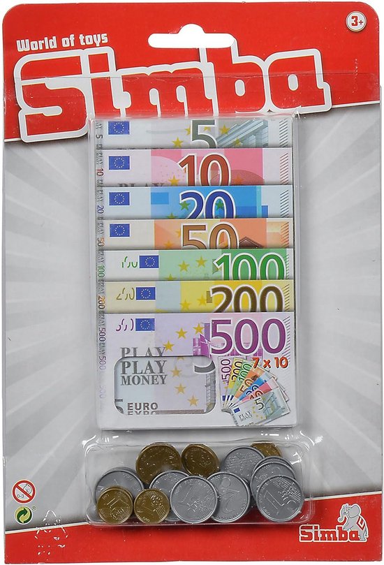 Speelgeld Set: 24 Munten en 70 Bankbiljetten Euro Speelgoed voor ...