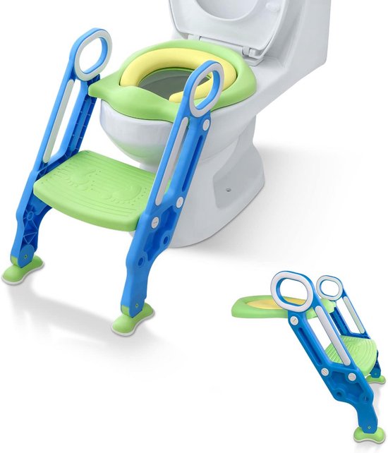 Opvouwbare Kinder Toiletbril met Trapje en Verstelbare Hoogte - Veilig ...