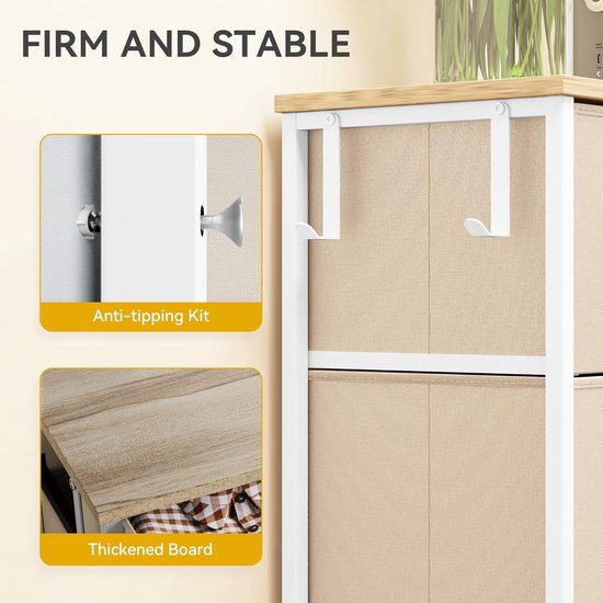 Smalle Ladekast met 5 Lades en Zijvakken - Opbergkast Slaapkamer of ...