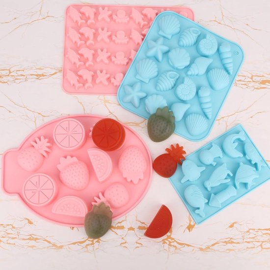 EGoods - 4 Silicone Vormpjes voor Zee Thema - Schelp Zee Ster - Bakken ...
