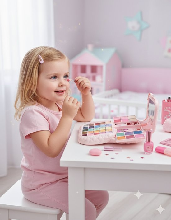 Make-up Koffer voor Kinderen – Handtas met Spiegel en Inhoud – Wasbare ...