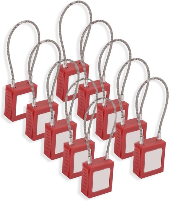 Set van 10 Lockout Tagout Kabelsloten - Stalen Kabelsloten met Sleutels ...