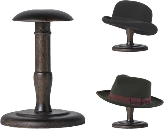 Vintage Hoed Display Stand - Rustieke Houten Hoedhouder voor Hoeden en ...