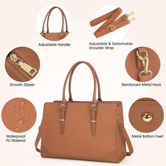 Grote Zwarte Handtas voor Dames - Shopper & Laptoptas tot 15,6 inch, PU ...
