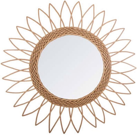 Rotan spiegel met scherp design - Ø 50 cm | bol