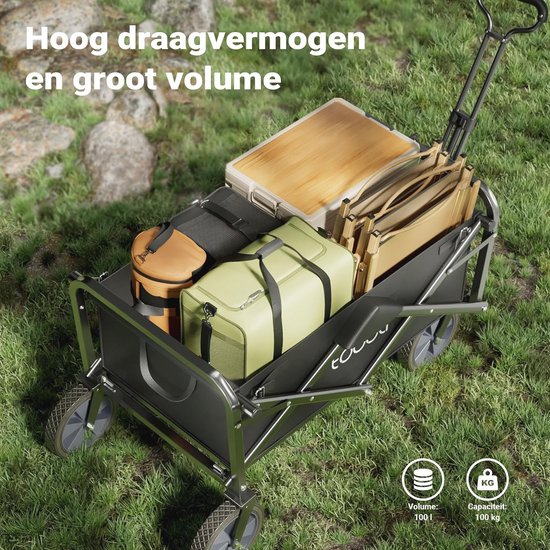 Opvouwbare handkar met verlengbare handgrepen voor offroad transport ...
